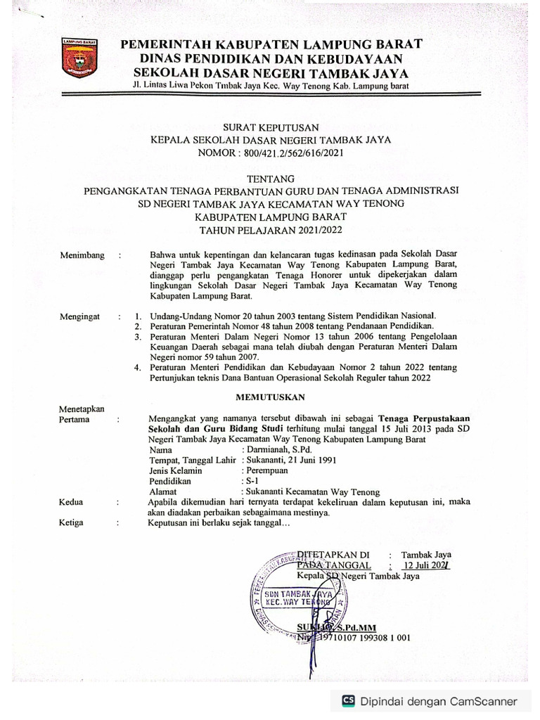 SK Bu Darmiana | PDF