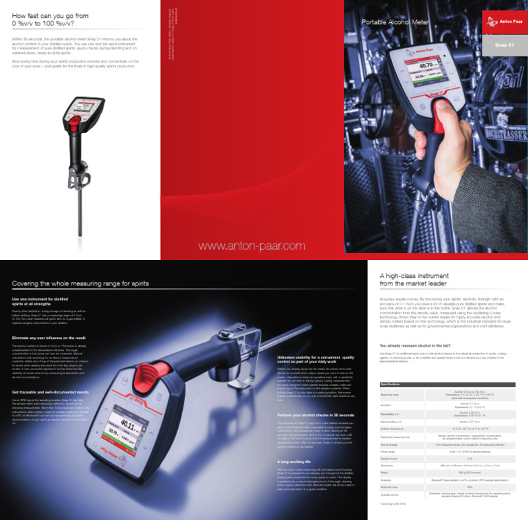 SNAP 51 Alcohol Meter E28IP003EN B Brochure Snap 51 Screen | PDF | Ethanol