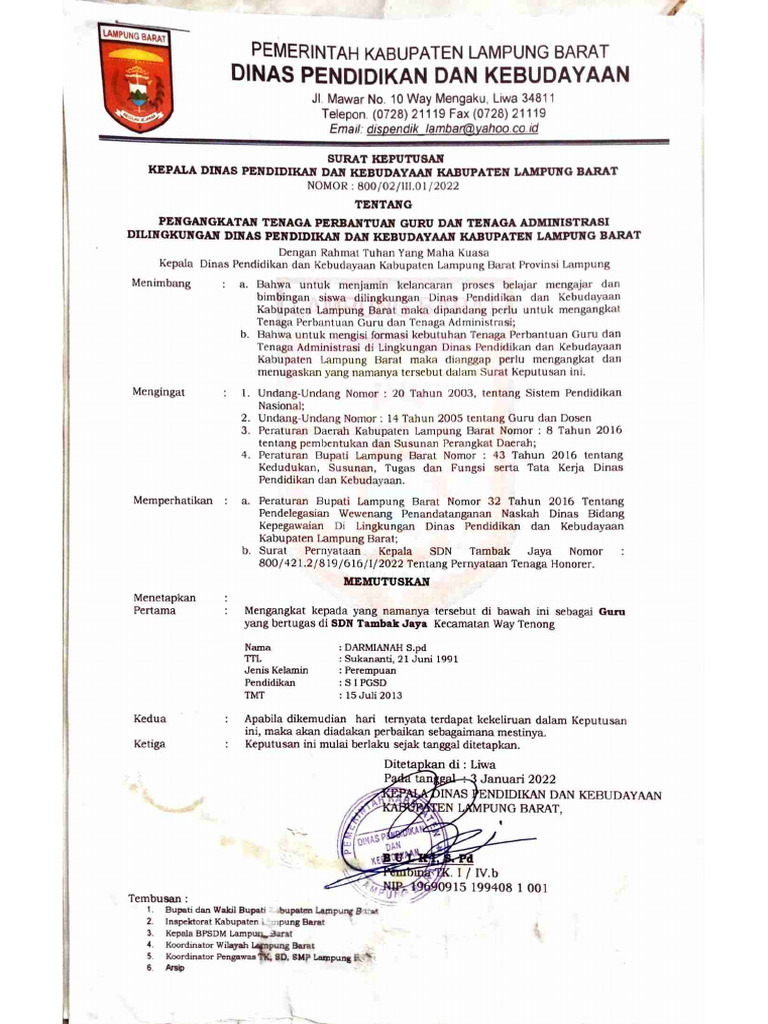 SK 2021-2024 (Pengangkatan, Pem - Tugas, Dinas) | PDF