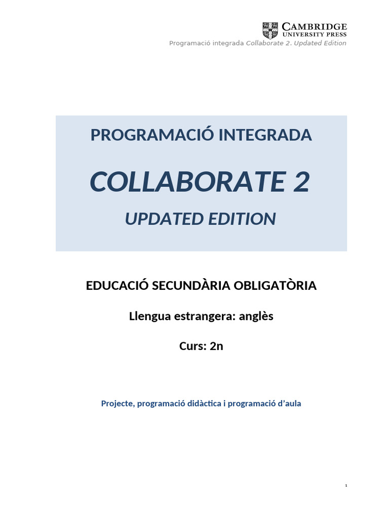 Programació Integrada Collaborate Updated 2 LOMLOE Cat | PDF