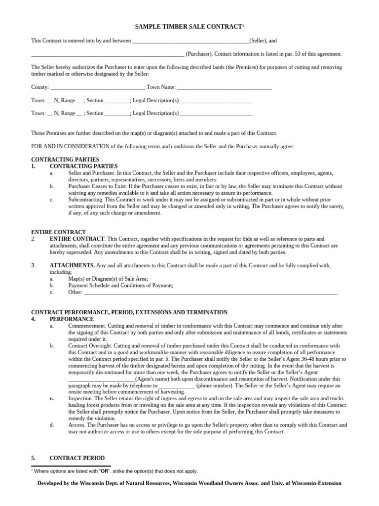 Timber Sale Contract Agreement | PDF | Forest Stewardship Council | Damages