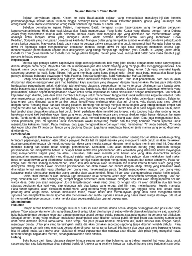 Sejarah Kristen Di Tanah Batak | PDF