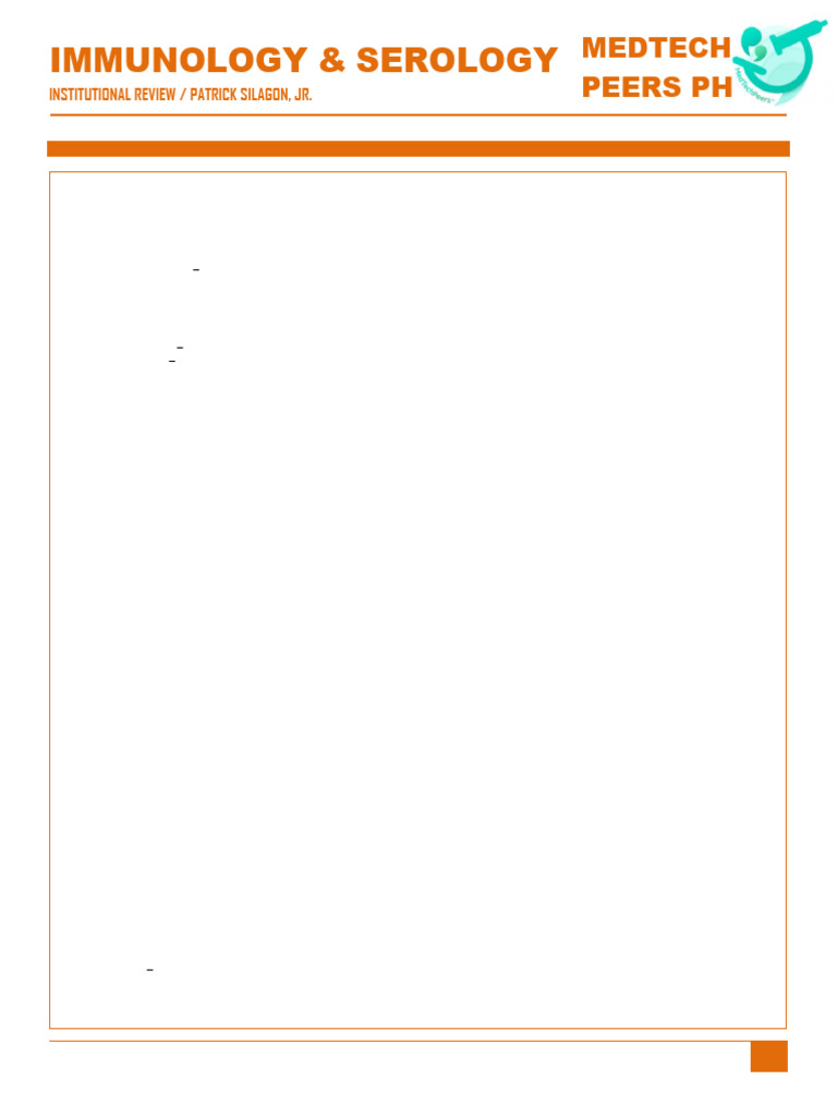 Immunology & Serology: Medtech Peers PH | PDF | Immune System | Coagulation