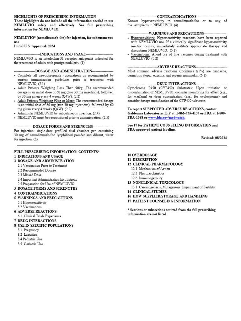 Nemluvio_PI_USA_08_2024 | PDF | Breast Milk | Chemistry