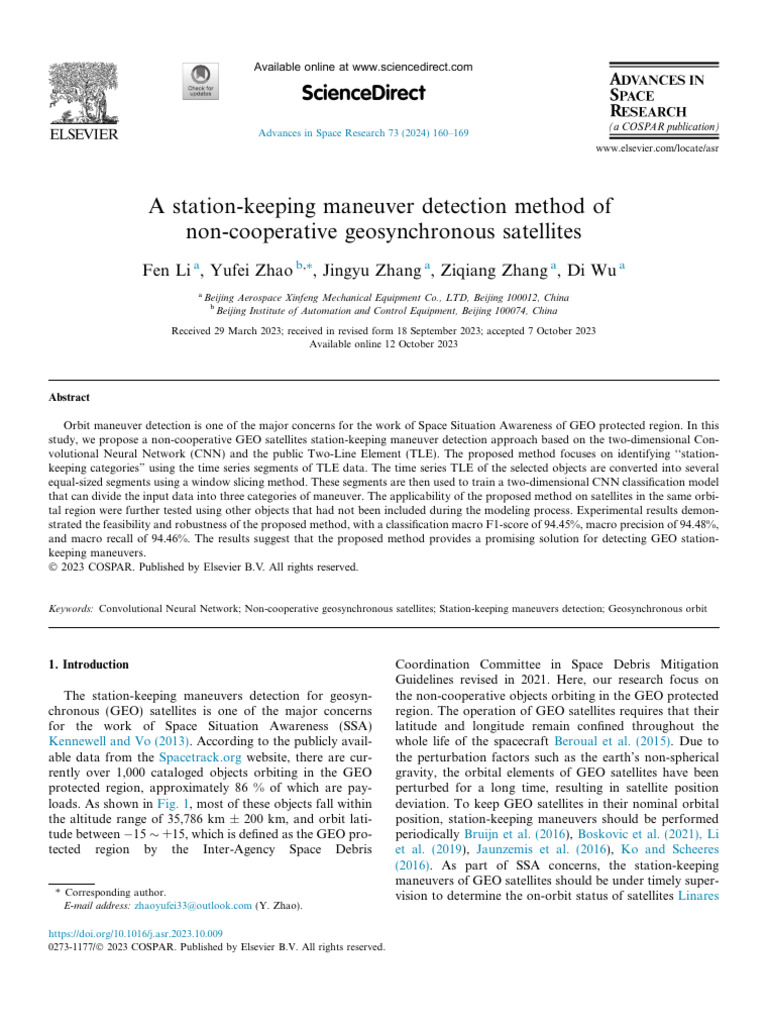A Station Keeping Maneuver Detection Method of Non Coop - 2024 ...