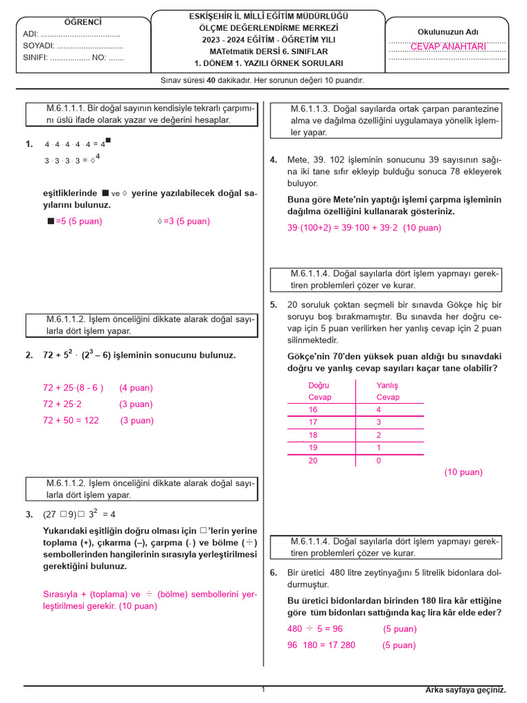 31101722_31_ekim_CA_6._SINIF_MATEMATIYK_1.d_1.y | PDF