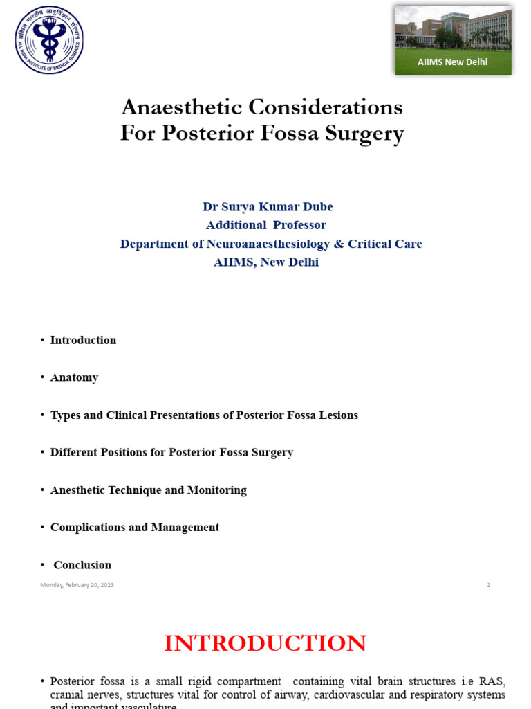Posterior Fossa Lesions - Anesthesia - BHU | PDF | Ischemia | Brainstem