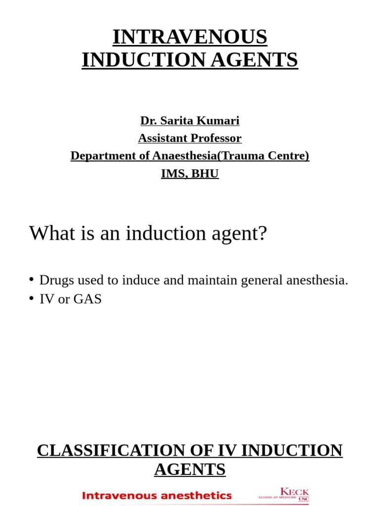 IV Induction Agents in Anesthesia | PDF | Medical Specialties ...