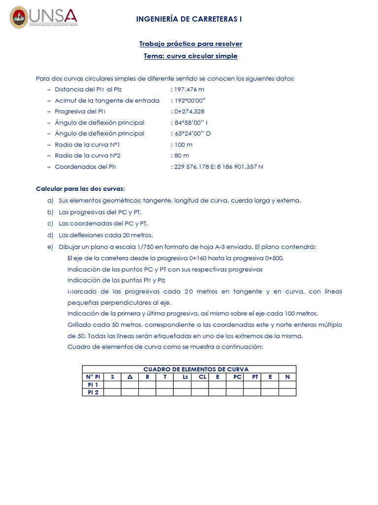 Tarea - Curva Circular Simple | PDF