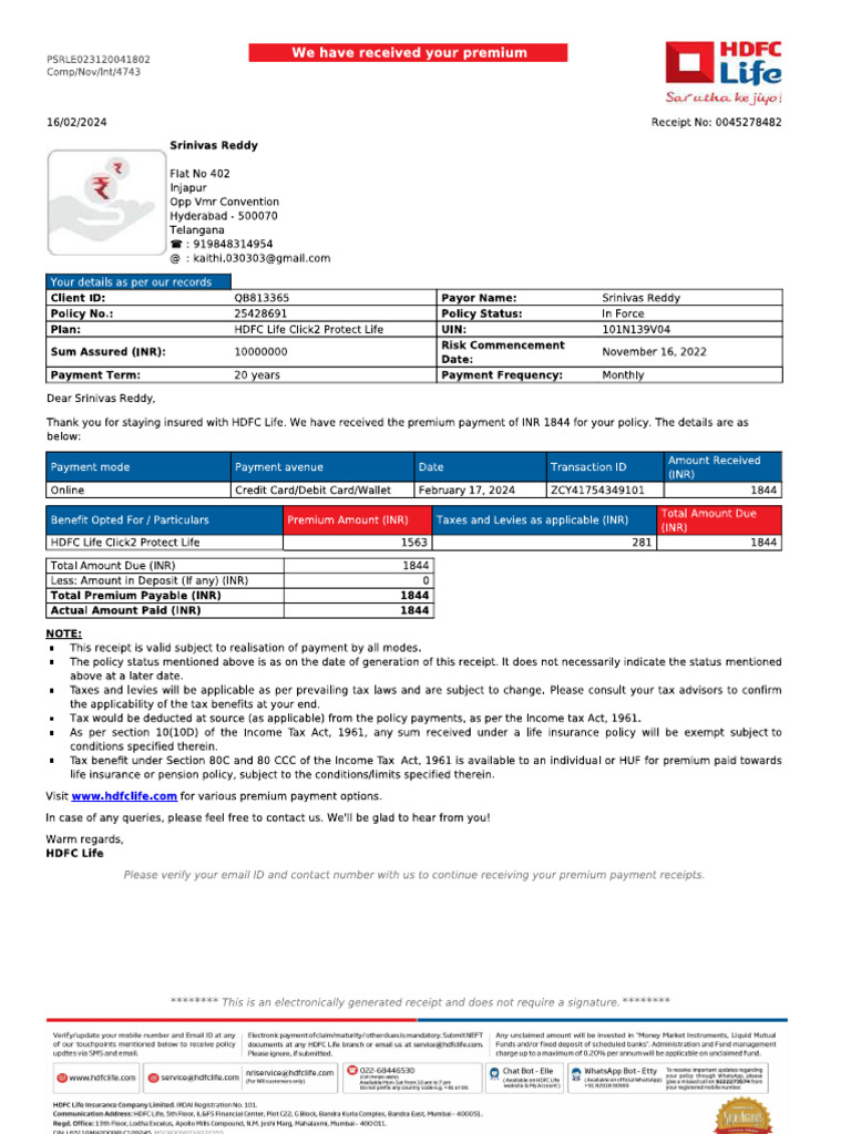 Hdfclife 4 | PDF