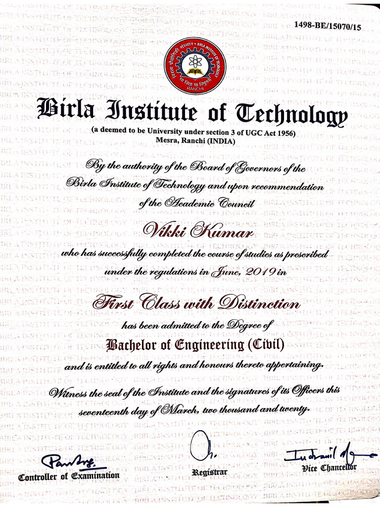 Vikki kumar Degree | PDF