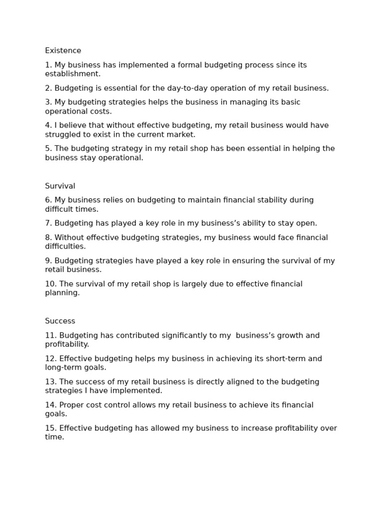 Survey-Questionnaire | PDF | Cost Accounting | Economies