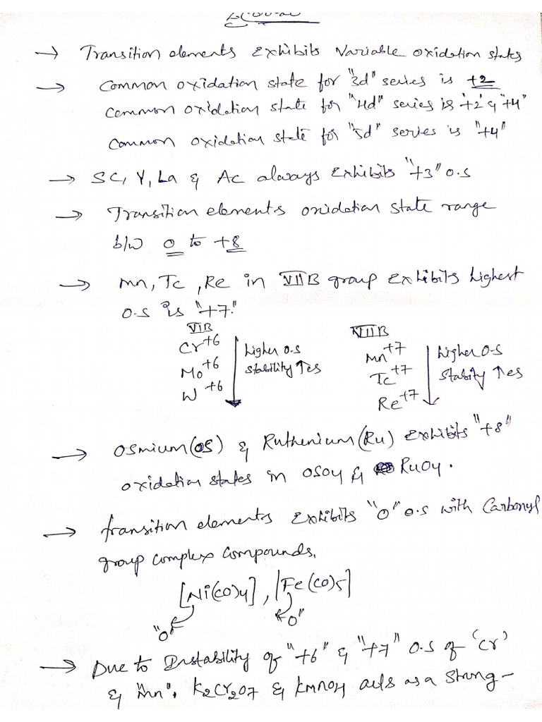D-block Elements Notes 2 | PDF