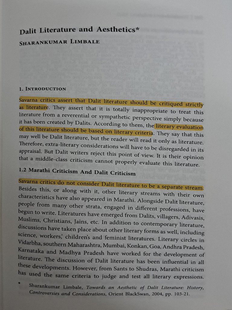 Dalit Literature and Aesthetics - Sharankumar Limbale | PDF