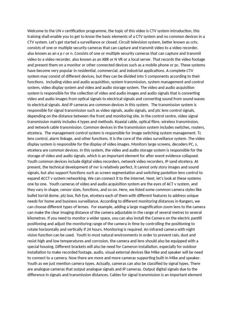 1. CCTV System Introduction | PDF | Video | Closed Circuit Television