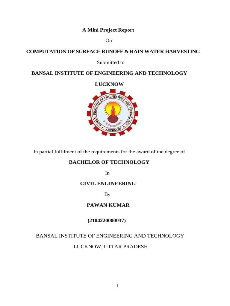 Runoff Rainwater Harvesting | PDF | Surface Runoff | Water