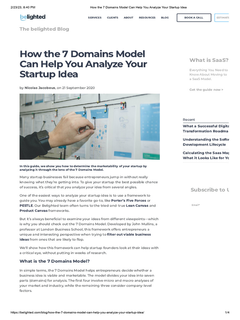 How The 7 Domains Model Can Help You Analyze Your Startup Idea | PDF ...