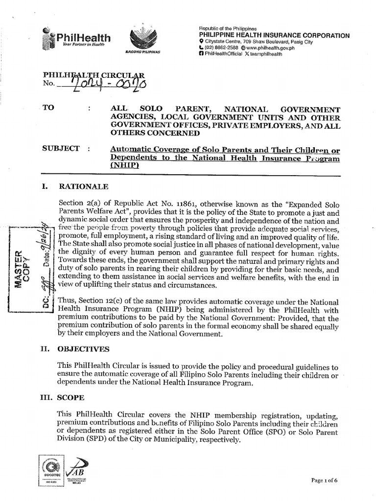 Philhealth 2024 Solo Parent | PDF