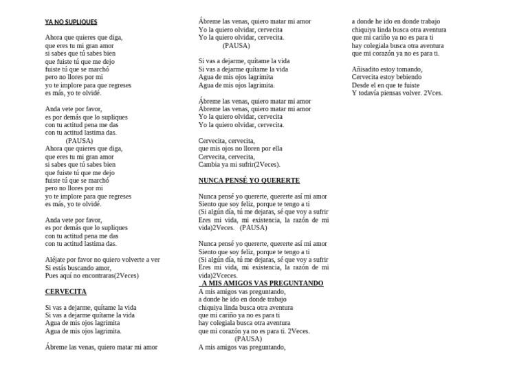 Letras- canciones Dany | PDF