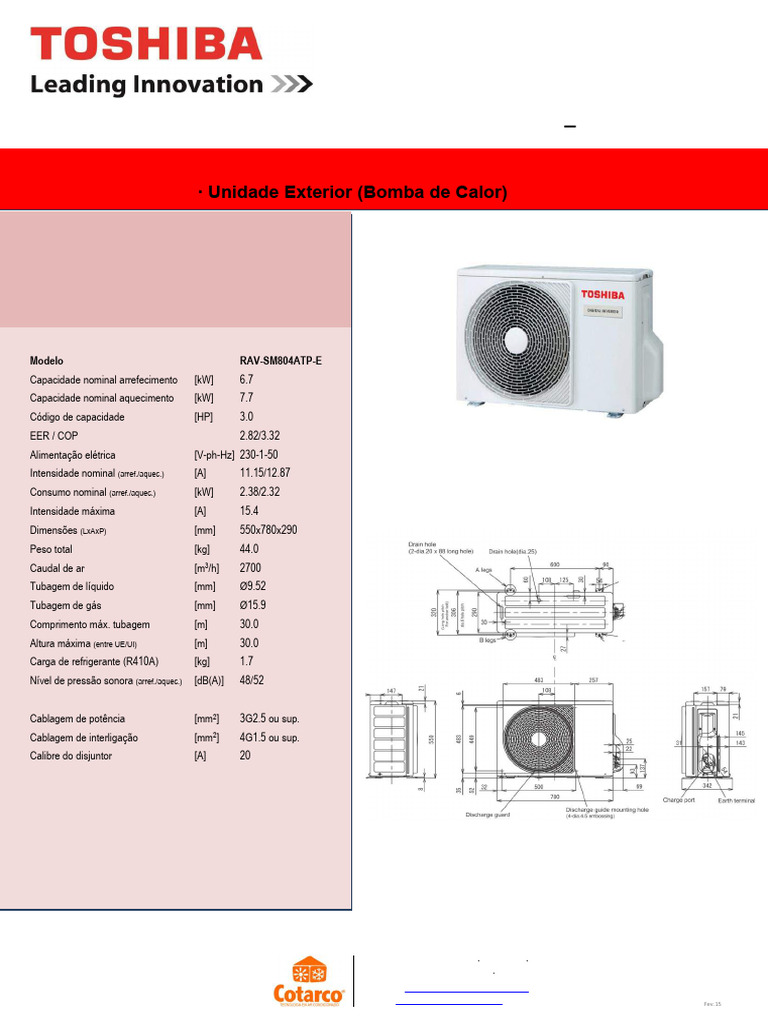 RAV-SM804ATP-E_Ficha-Tecnica_PT.compressed | PDF | Física Aplicada e Interdisciplinar ...