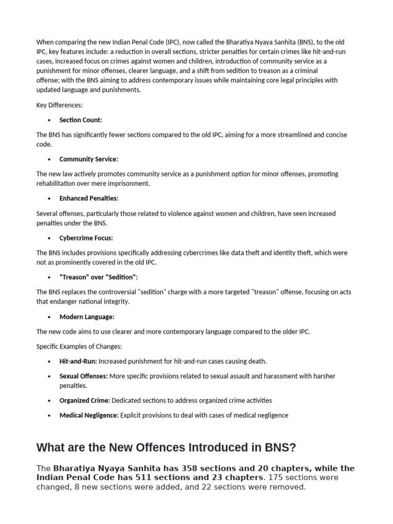 Comparison of The New IPC Vrs Old | PDF | Crimes | Crime & Violence