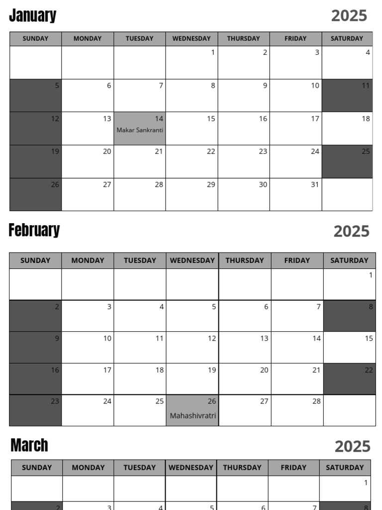 _2025 Monthly Calendar | PDF