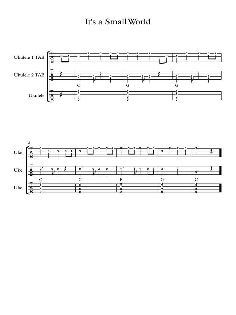 It's A Small World - Ukulele - Full Score | PDF
