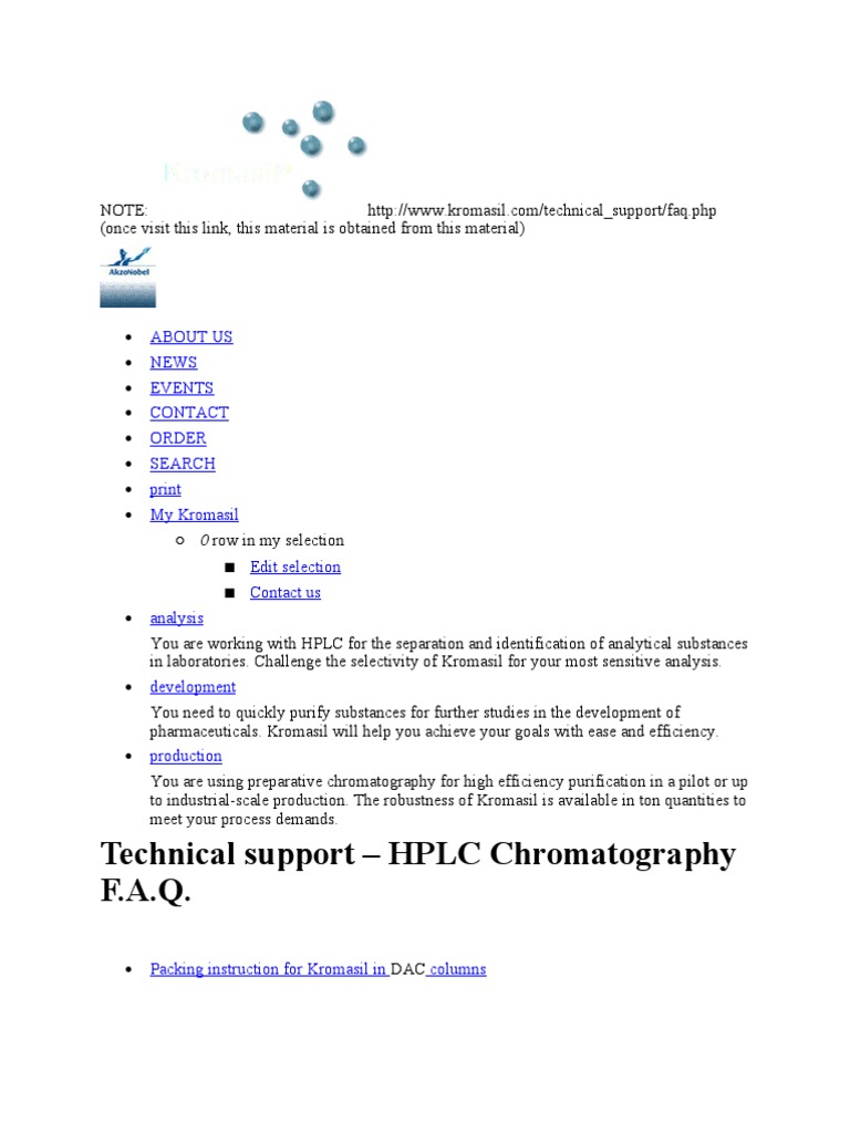 HPLC Guidelines for Kromasil Columns | PDF | High Performance Liquid ...