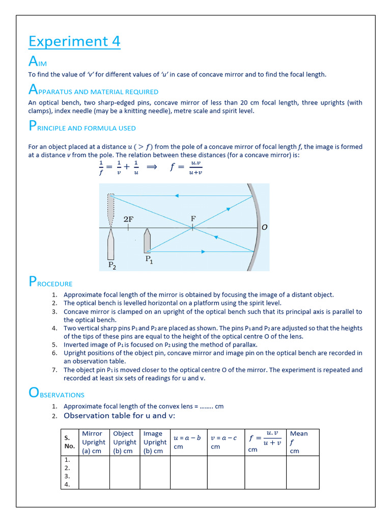 XII_EXP-4 | PDF | Optics | Mirror