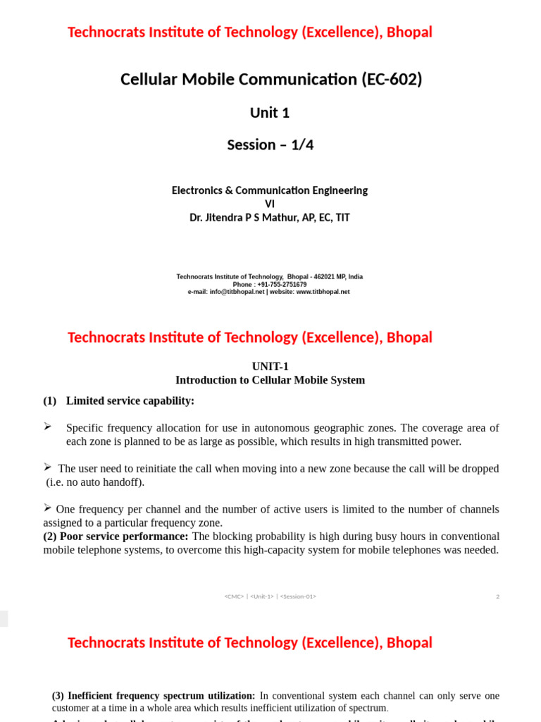 CMC-PPT-EC-503-B-done | PDF | Cellular Network | Radio Spectrum