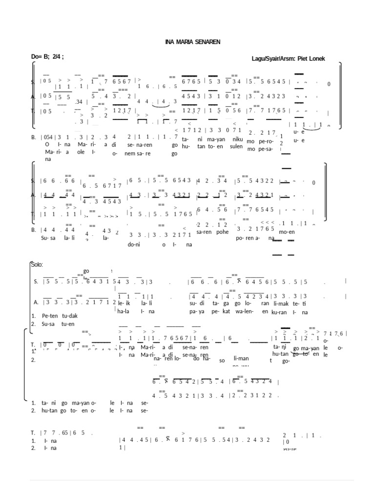 Ina Maria Senaren Piet Lonek Lagu Maria | PDF