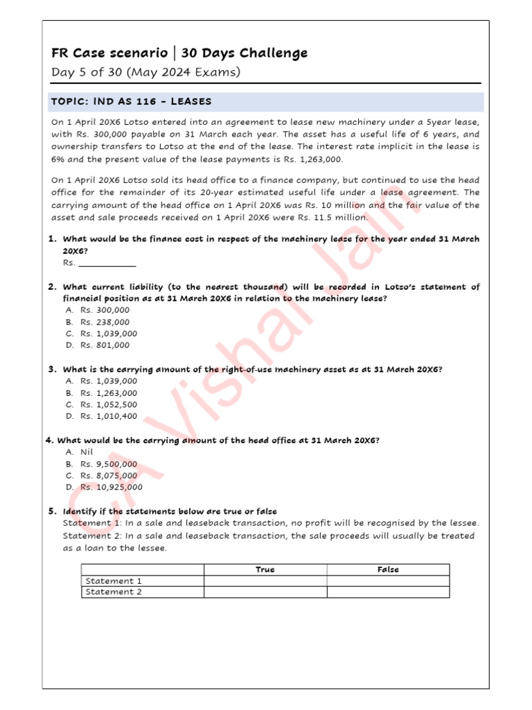 IND AS 116 Leases: 30-Day Challenge | PDF | Lease | Depreciation