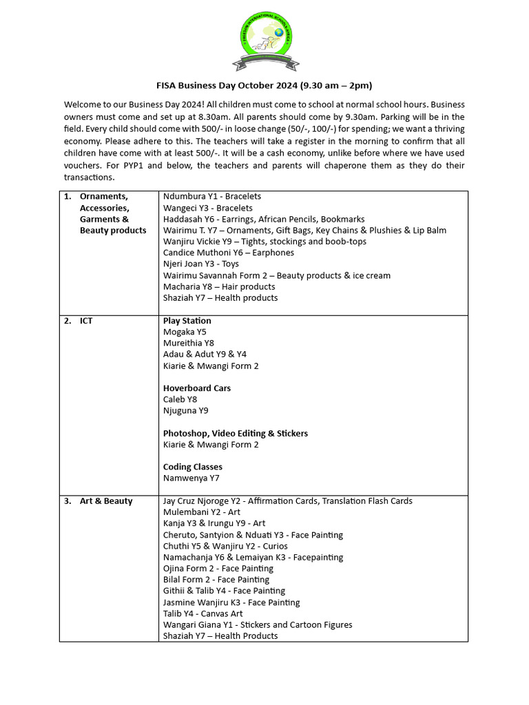 FISA Business Day October 2024 | PDF | Foods | Cuisine