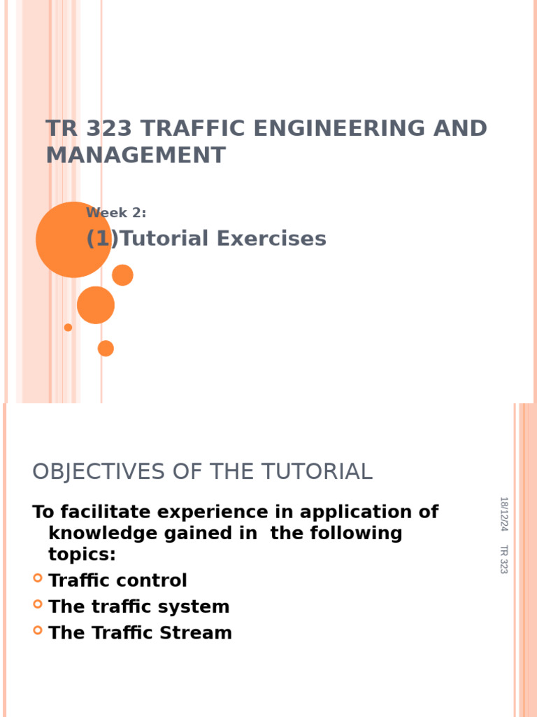 Tutorial week 3 The Traffic Stream Control and The traffic system | PDF ...
