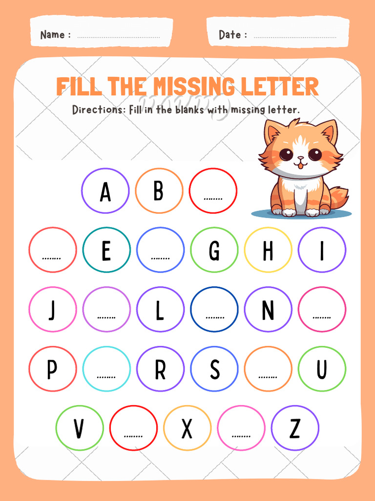 Colorful Simple Fill in Missing Alphabet Letters Worksheet - 20241022 ...