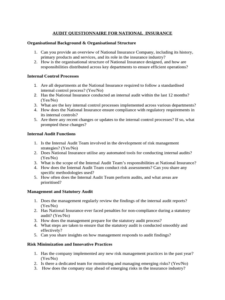 audit questionnaire | PDF | Internal Audit | Audit