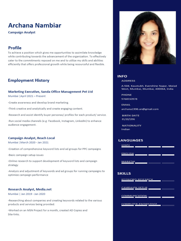 Archana - Nambiar CV - Updated-1 | PDF
