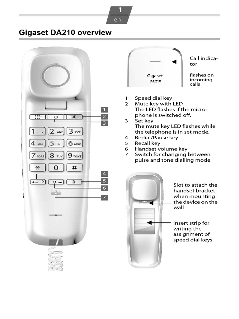 Gigaset DA210 Overview | PDF | Telephone | Electronics