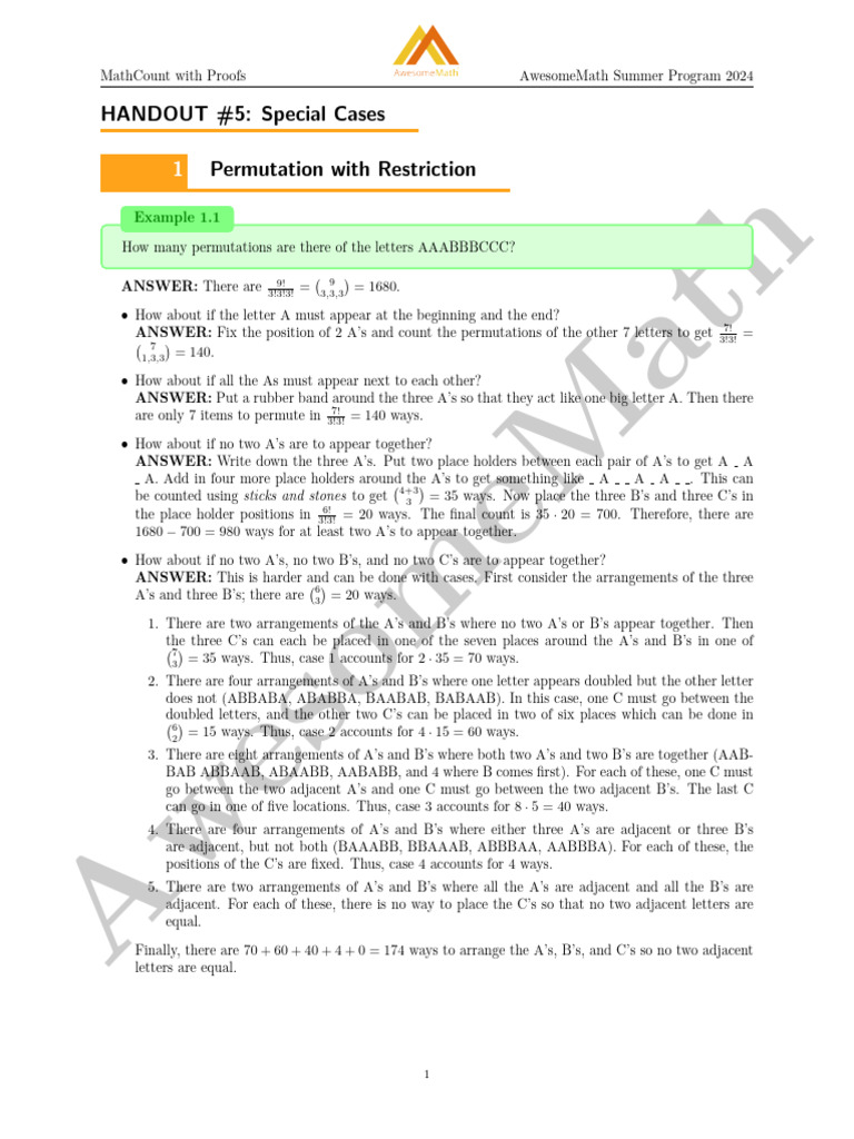 5 - Special Cases | PDF | Permutation | Numbers