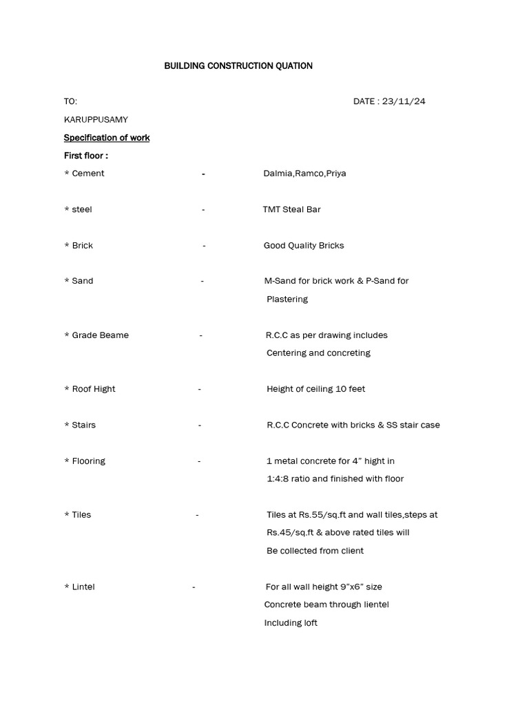 Building Construction Quation | PDF | Concrete | Wall