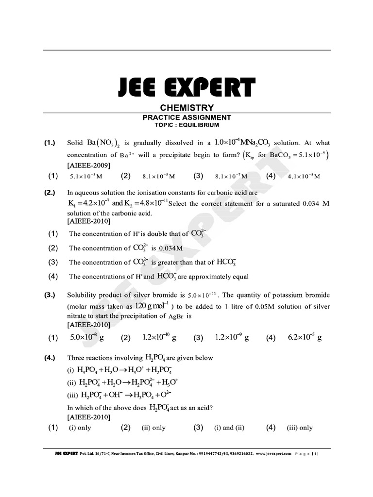 07. EQUILIBRIUM [Assignment] | PDF