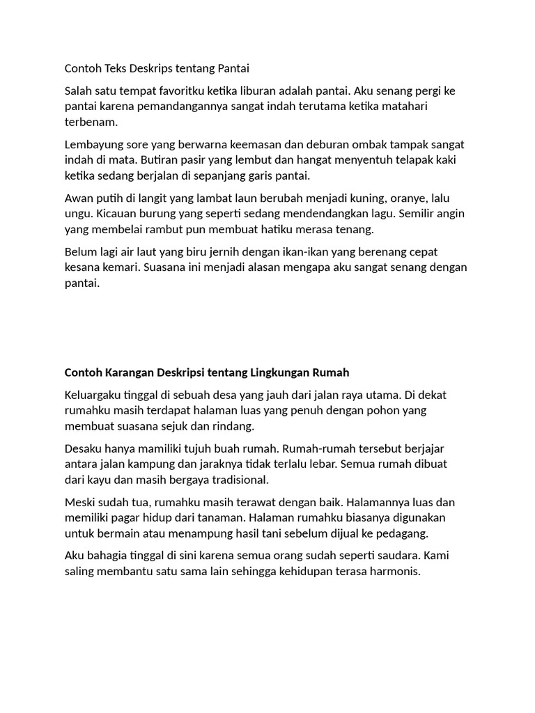 Contoh Teks Deskrips Tentang Pantai | PDF