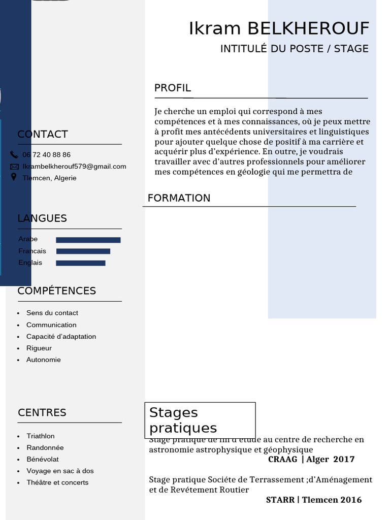 CV d'Ikram Belkherouf | PDF