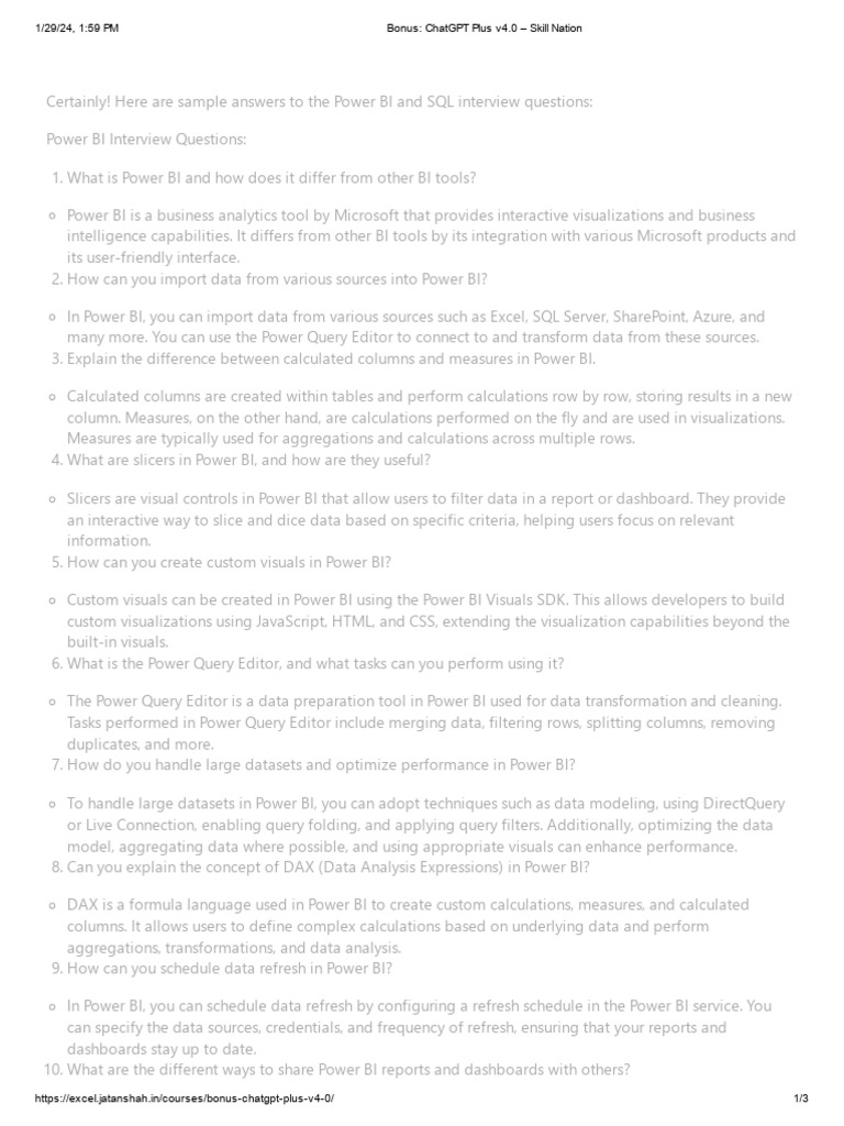 Power BI & SQL Interview Prep Guide | PDF | Acid | Sql