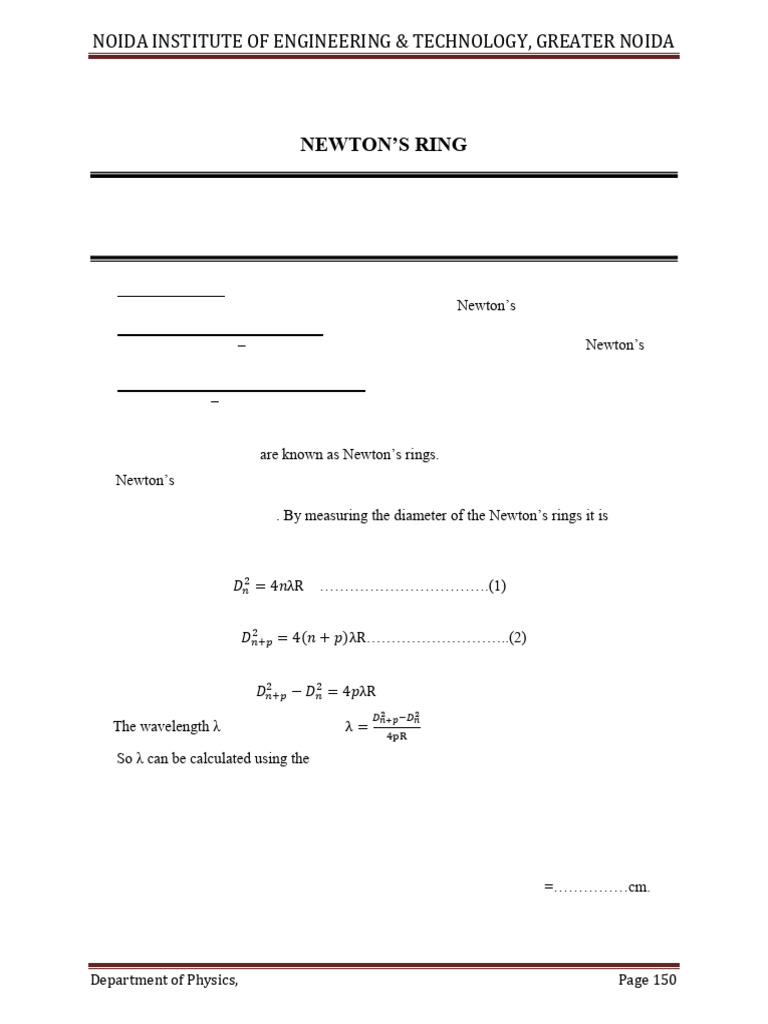 Newton's Ring Experiment Guide | PDF | Physical Sciences | Optics