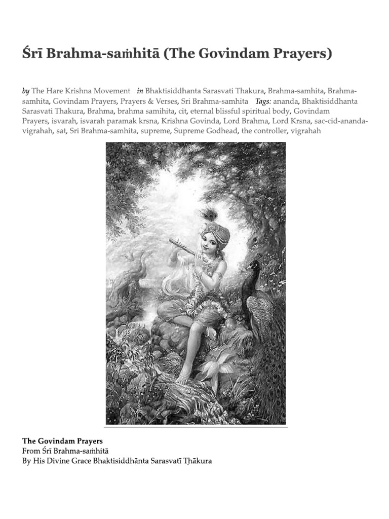Sri-Brahma-Samhita Verses | PDF
