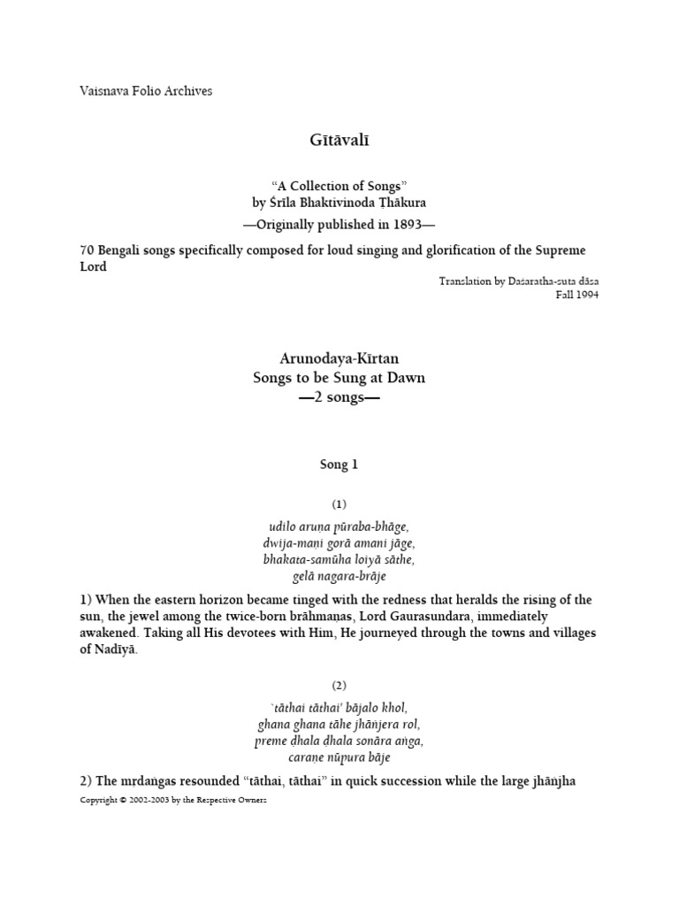 Gitavali - Srila Bhaktivinode Thakur | PDF | Vedas | Moksha