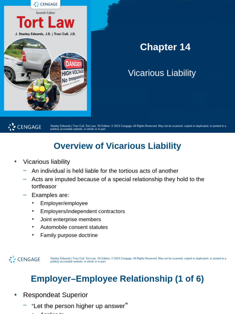 Cull - Tort Law - 7E - PPT - CH14 | PDF | Legal Liability | Tort