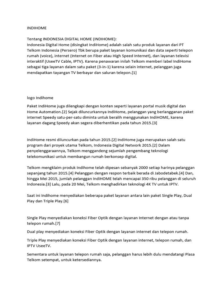 Tik Perusahaan Isp Indihome | PDF