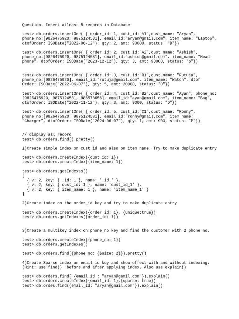 Ass_B2_MongoDB | PDF | Database Index | Databases